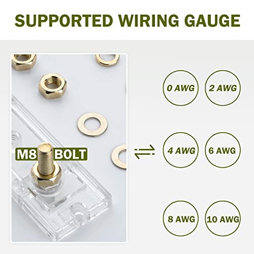 HQST 30 Amp ANL Fuse with Transparent Holder Fits for 10/8/6/4/2/0 Gauge Wire
