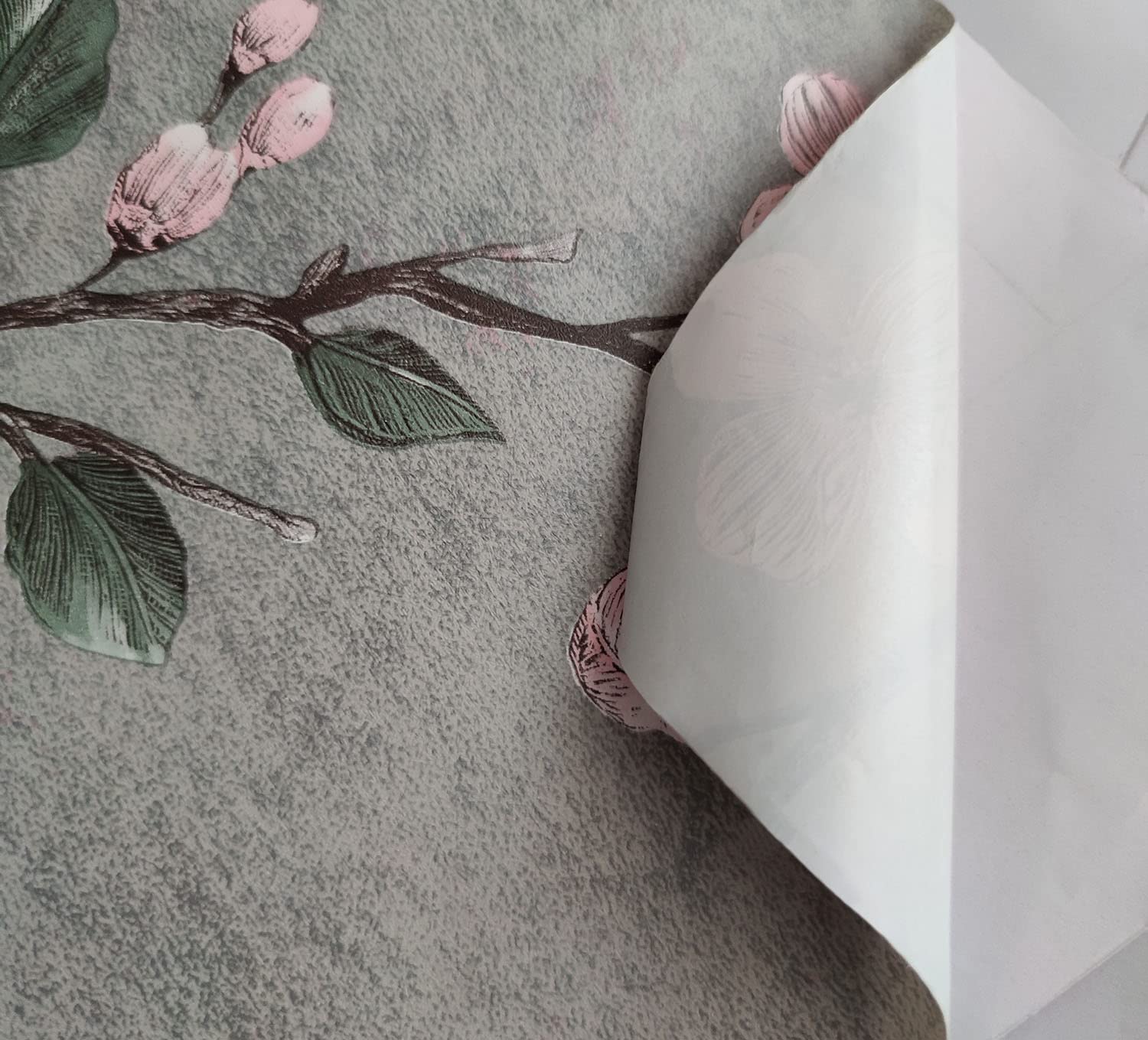 Dviolet Floral Peel and Stick Wallpaper Grey Floral Contact Paper Removable Wallpaper Decorative Self Adhesive Wallpaper Wall Paper 17.7" x 118.1"