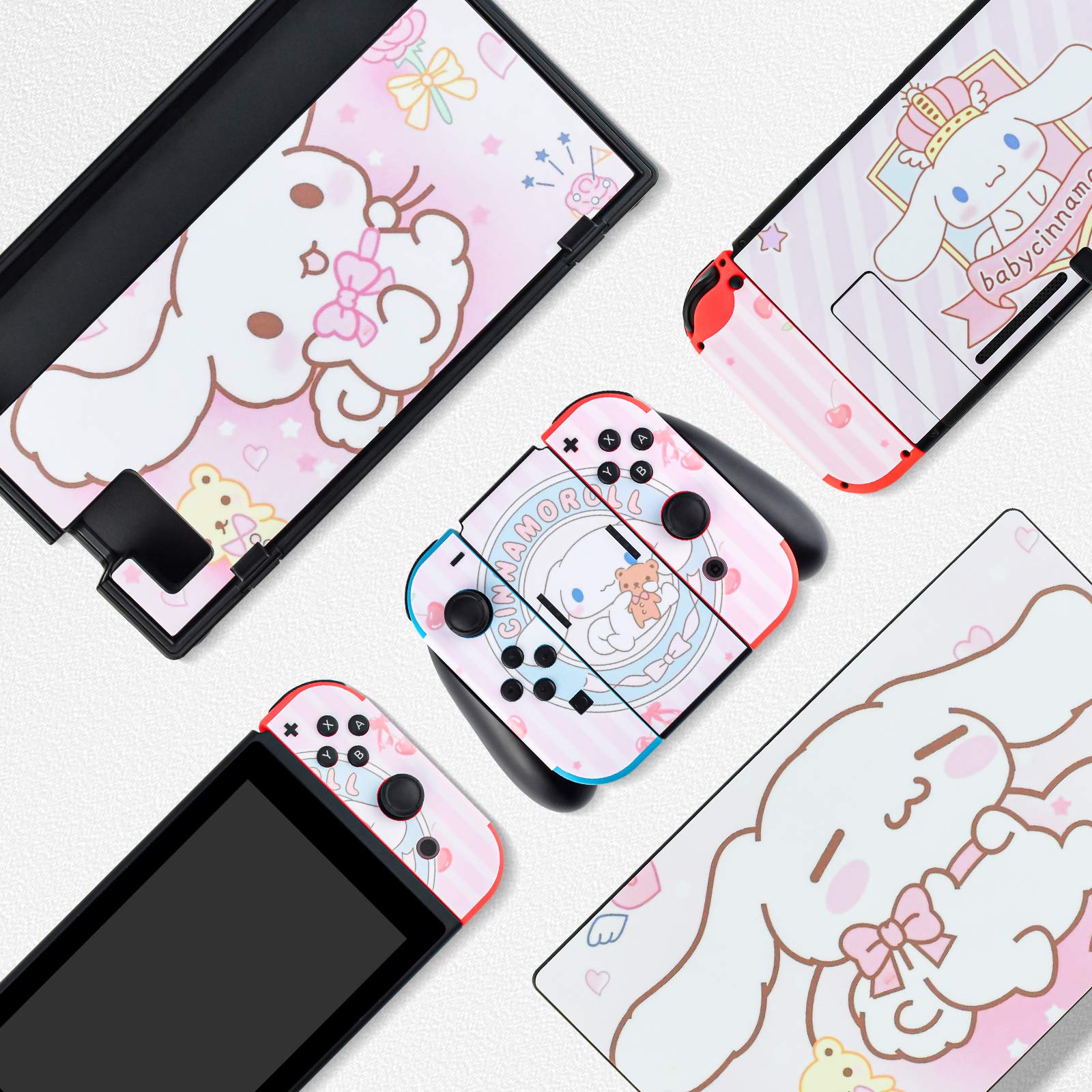 DLseego Switch Skin Sticker Pretty Pattern Full Wrap Skin Protective Film Sticker Design for Switch-Pink Dog
