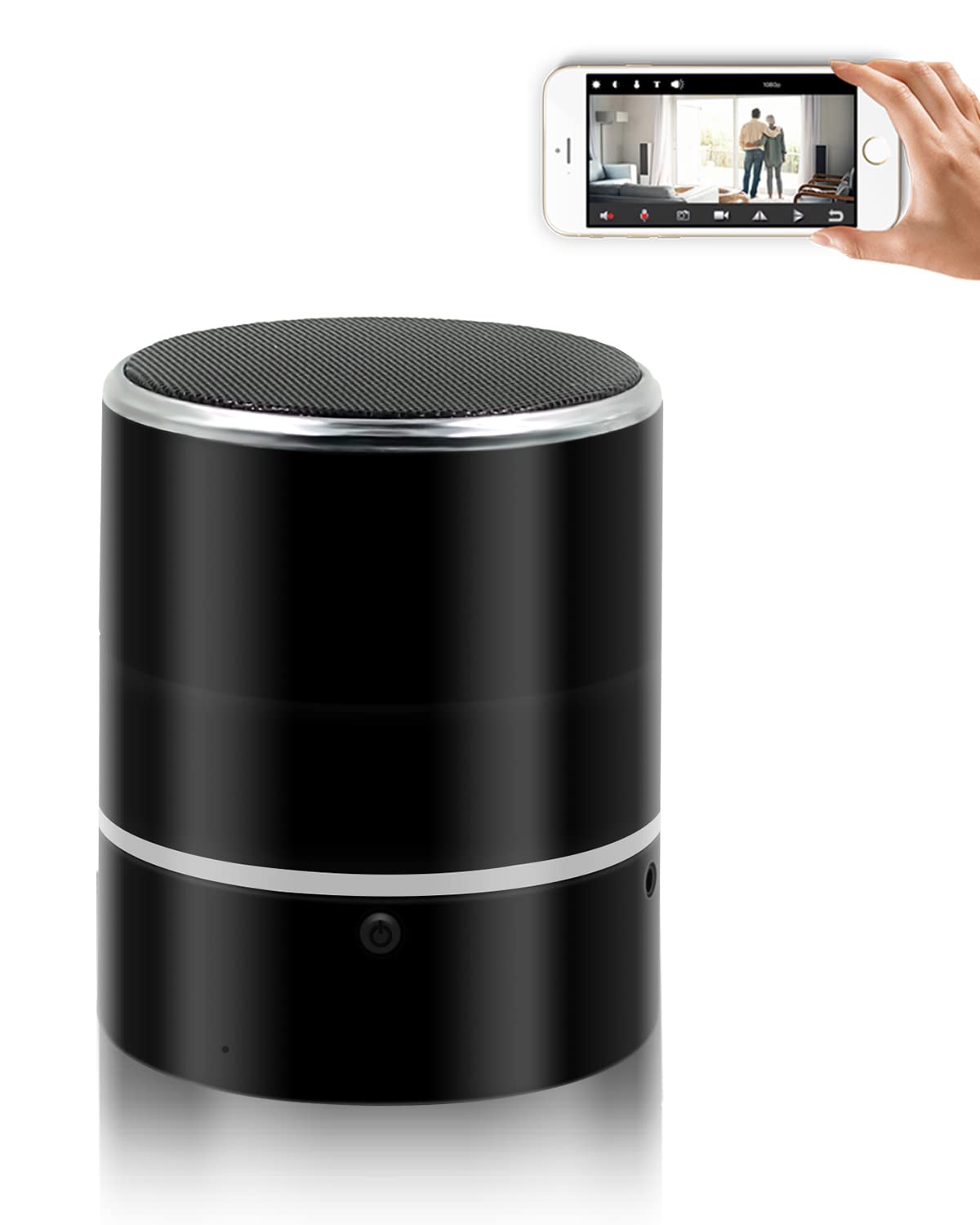 HD 1080P WiFi Bluetooth Speaker Hidden Spy Camera, 2 In 1 Bluetooth Music Player Wireless Security Nanny Cam with Phone App Remote Viewing / Motion Detection, Rotating Angle of View 180° No Audio