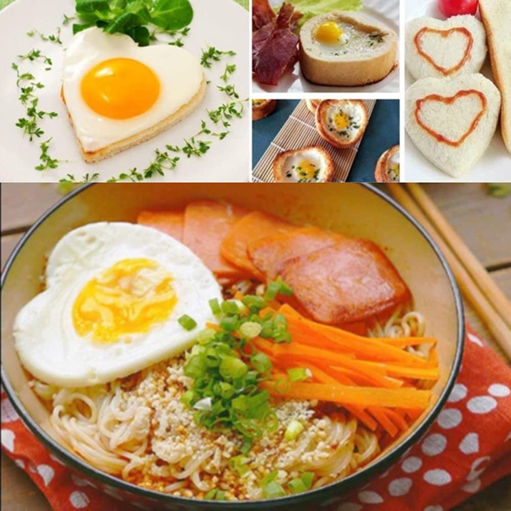 Fried Egg Mold Ring Set of 10 - Stainless Steel Non-Stick Egg Shaper Ring