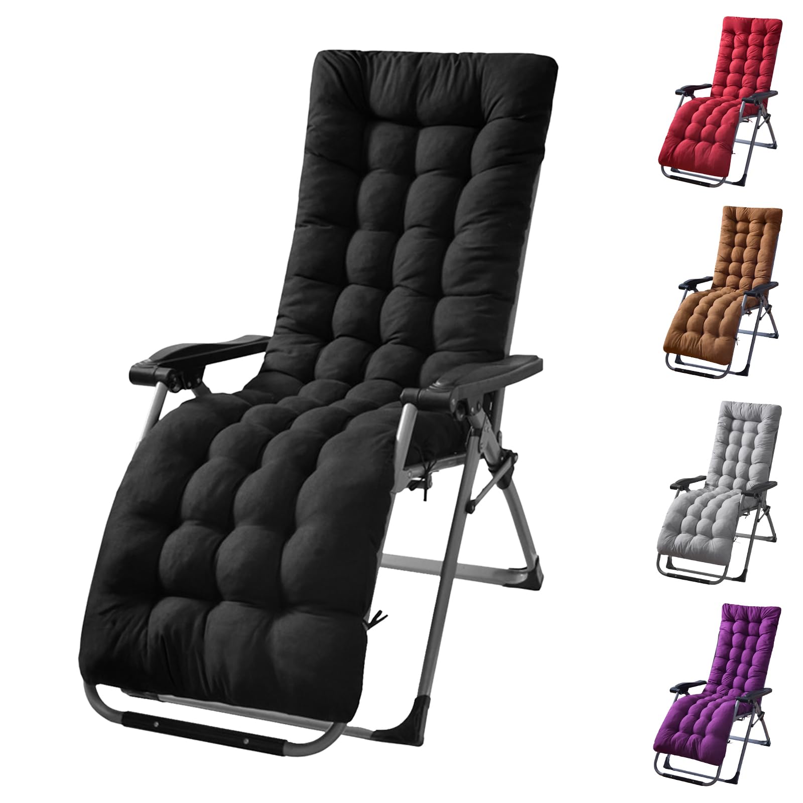 KOCASO Outdoor Lounge Chair Cushions - 67x22x4in Lounger Cushions for Indoor Outdoor Furniture,Comfortable & Breathable - Ideal for Chaise Recliner Sofa Mat Deck Chair Cushion,Black
