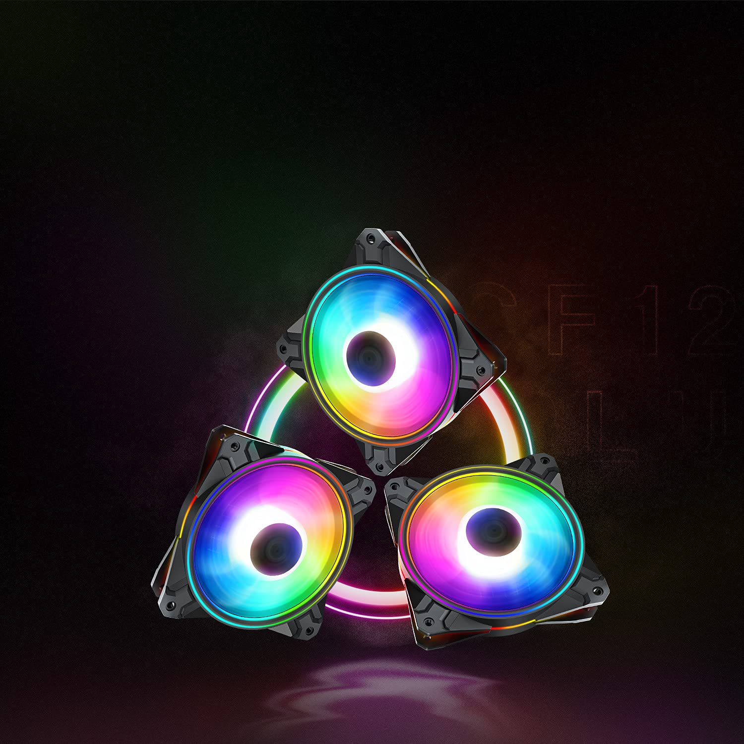 DeepCool CF120 Plus 3in1 PC Fans 3 Packs 120mm 1800RPM PWM Case Fans ARGB Aura SYNC 52.5CFM Computer Cooling Fans Quiet Under 28.8dB(A) High Performance for ATX/MATX PC Cases, Black