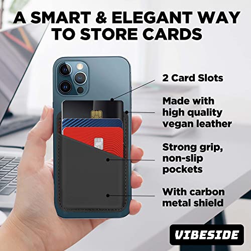 VIBESIDE Magsafe Wallet Compatible with iPhone 14 & iPhone 13 Pro Max β Mag Safe Secure Credit Card Holder β Vegan Leather. Magnetic Card Wallet Holder - Apple iPhone 14,13,12 Compatible Brown