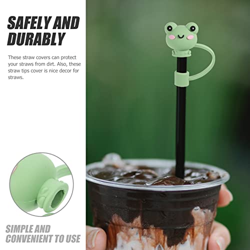 Healeved 8pcs Straw Dust Cap Protective Cap Frog