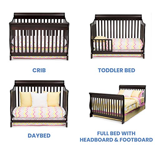 Delta Children Canton 4-in-1 Convertible Crib - Easy to Assemble, Dark Chocolate