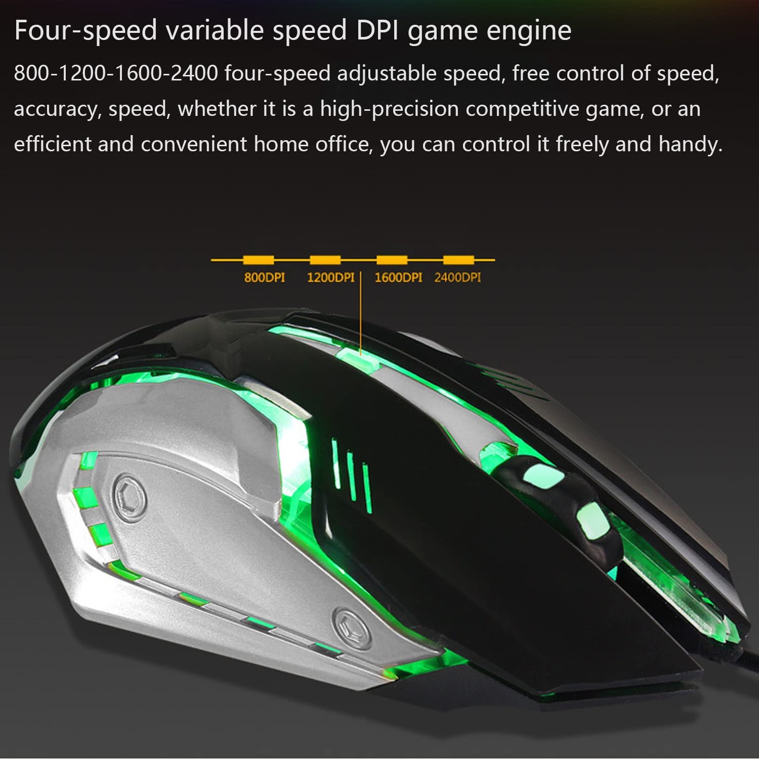 EXHNLE Wired RGB Backlit Gaming Keyboard and Mouse, Adjustable Breathing Lamp and Glowing Mouse, 2400 DPI Mouse, for PC Gamer Computer Laptop (Color : Gold)