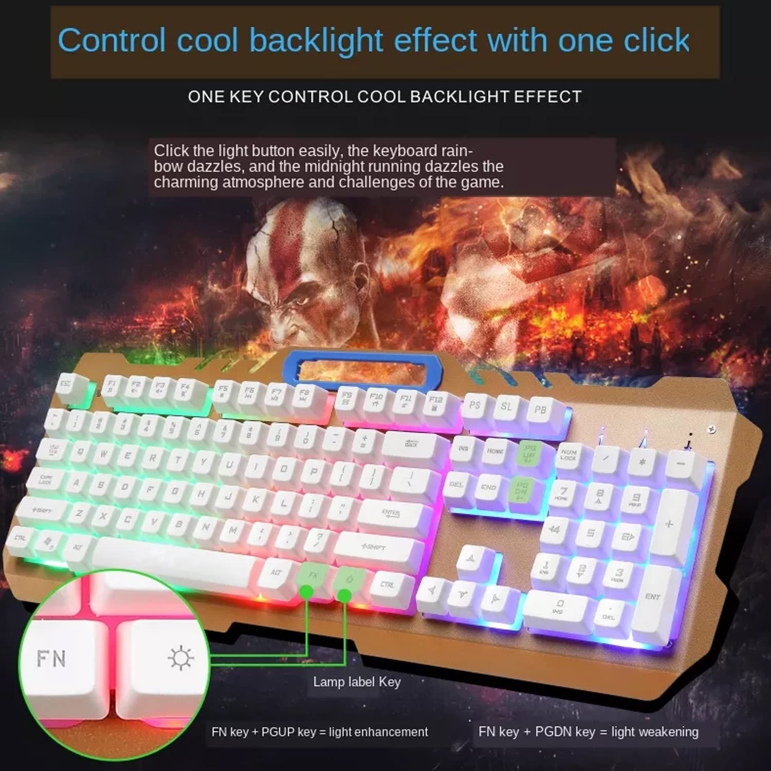 EXHNLE Wired USB Mechanical Feel Computer Keyboard Mouse Sets, RGB Rainbow Backlit Keyboard, with 104 Key Computer PC Gaming Keyboard for PC/Laptop (Color : Black)