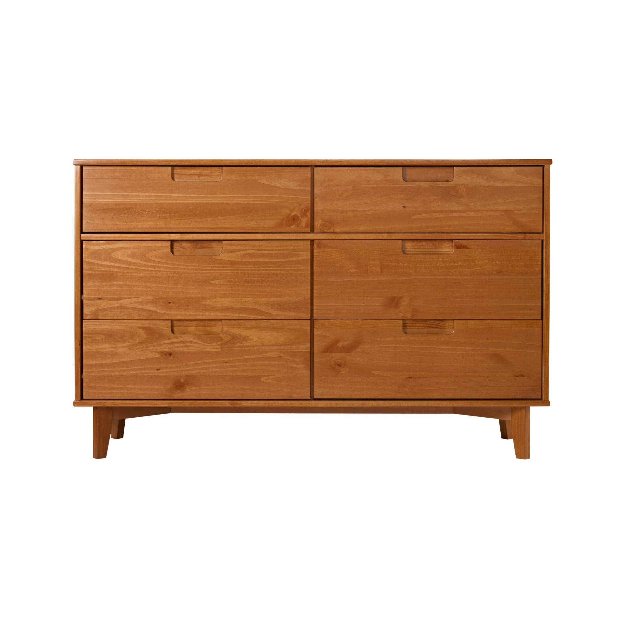 Delacora BDR6DSLDRCA WE-BDR6DSLDR Austin 52" Wide 6 Drawer Wood Mid-Century Modern Dresser with Cutout Handles