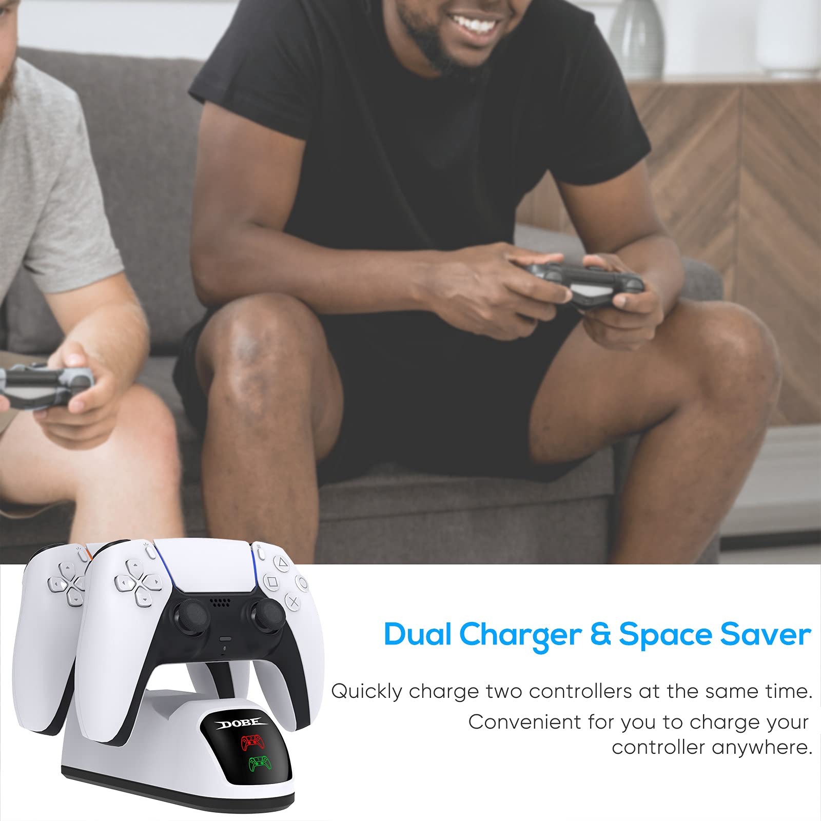 Dual Charger Station for PS5 Controller, FYOUNG Fast Charging Dock Station for Sony PS5 DualSense Controller with AC Power Adapter