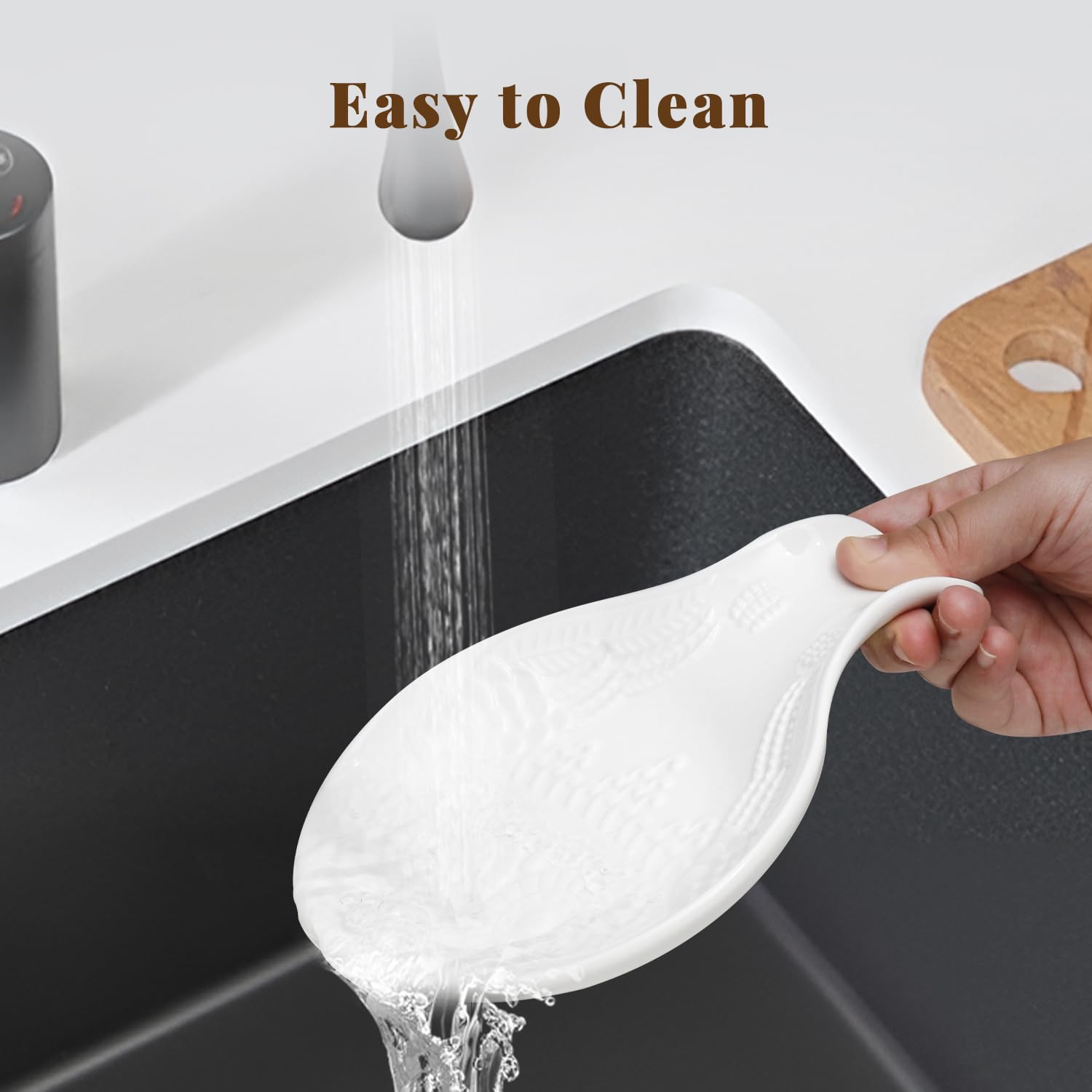 Katathani Ceramic Spoon Rest for Stove Top - Large Vintage Embossed Owl Shape Spoon Holder for Kitchen Counter,White Exquisite Coffee Spoon Rest, 1 Pack