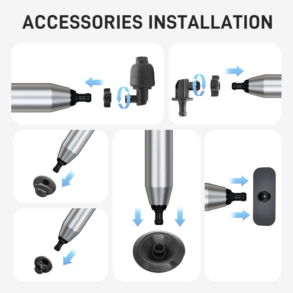 High Pressure Toilet Plunger, Drain Clog Remover Toilet Unclogger Stainless Steel Air Drain Plunger for Bathroom, Kitchen, Sink, Floor Drain,Grey