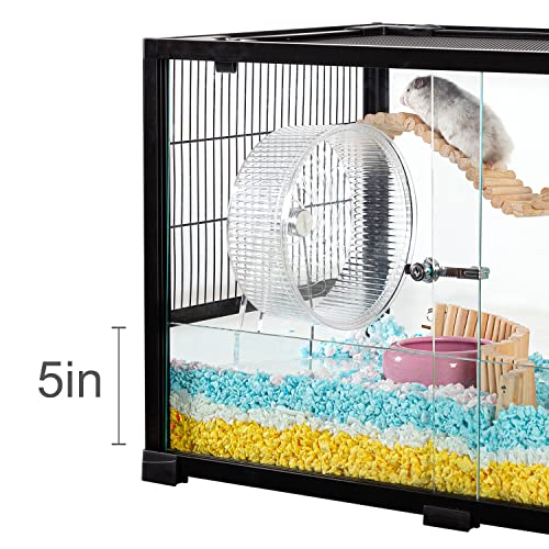 OIIBO Glass Hamster Cage 40 Gallon Large Hamster Cage with Sliding Front Door, 32" L x 16" W x 18" H Chew-Proof Small Animal Cage for Dwarf Syrian Hamster Hedgehog Gerbils Guinea Pigs