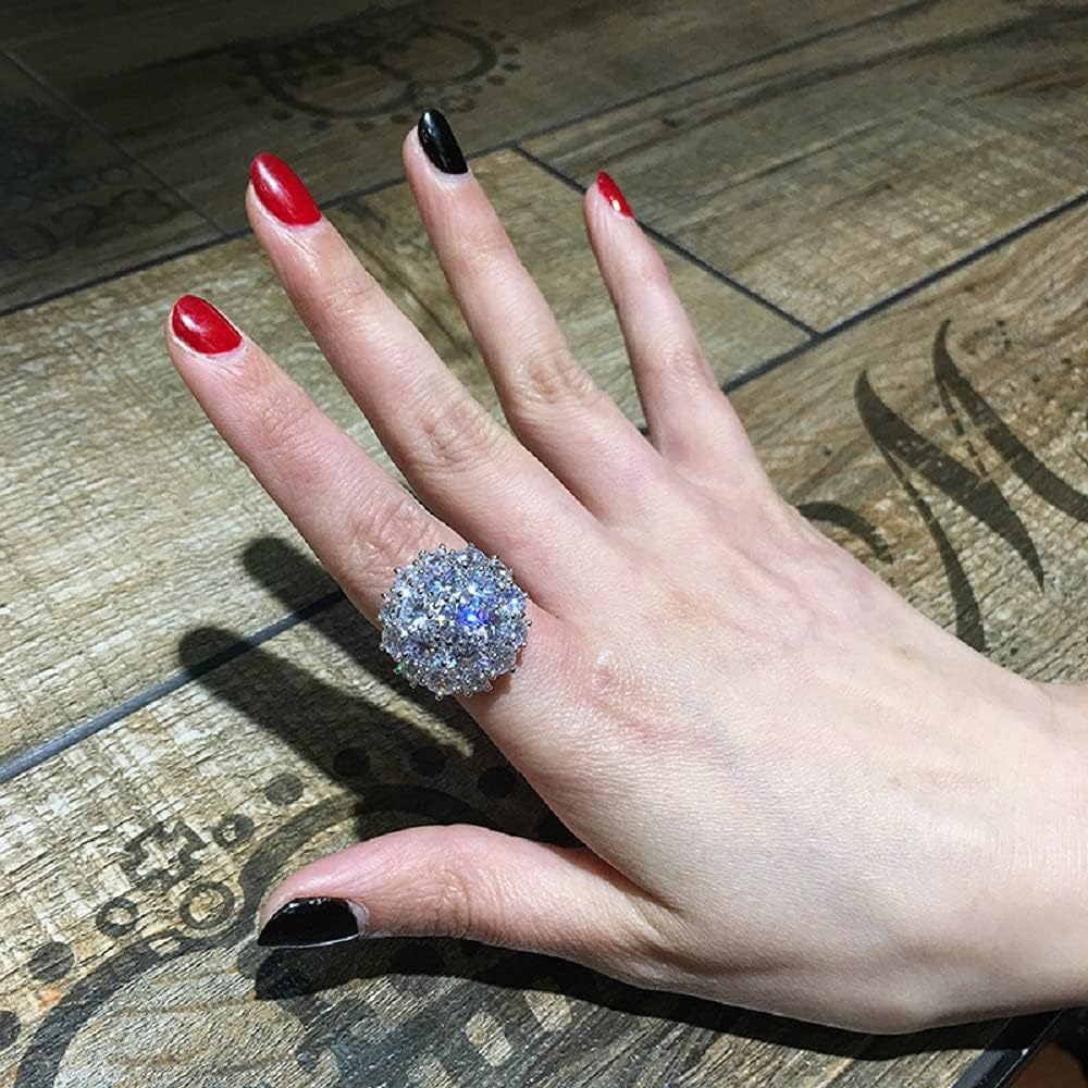 DONGYUANXU Flower full diamond index finger diamond ring engagement wedding princess diamond ring (US Code 7)