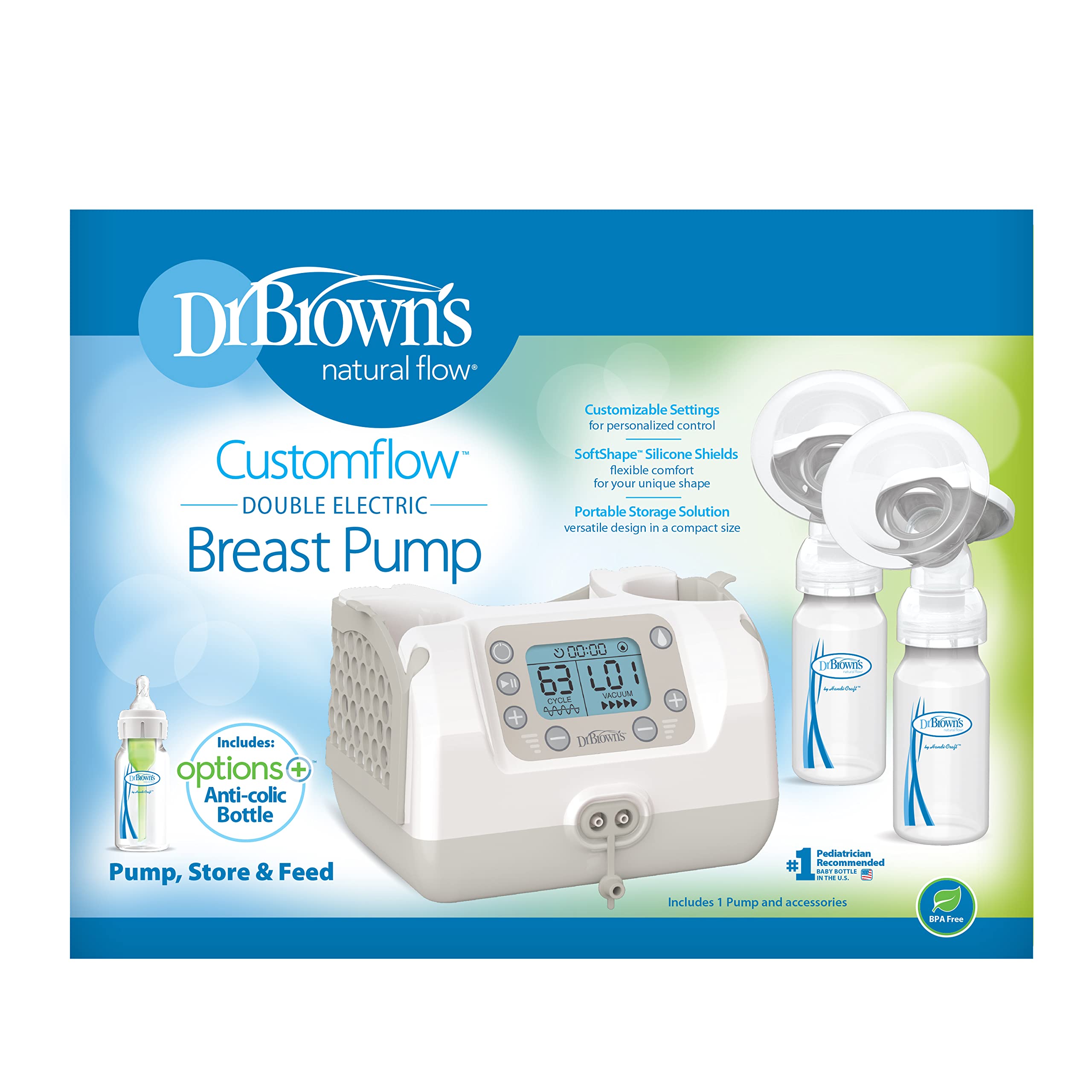 Dr. Brown's Natural Flow® Customflow™ Double Electric Breast Pump Deluxe Breastfeeding Set