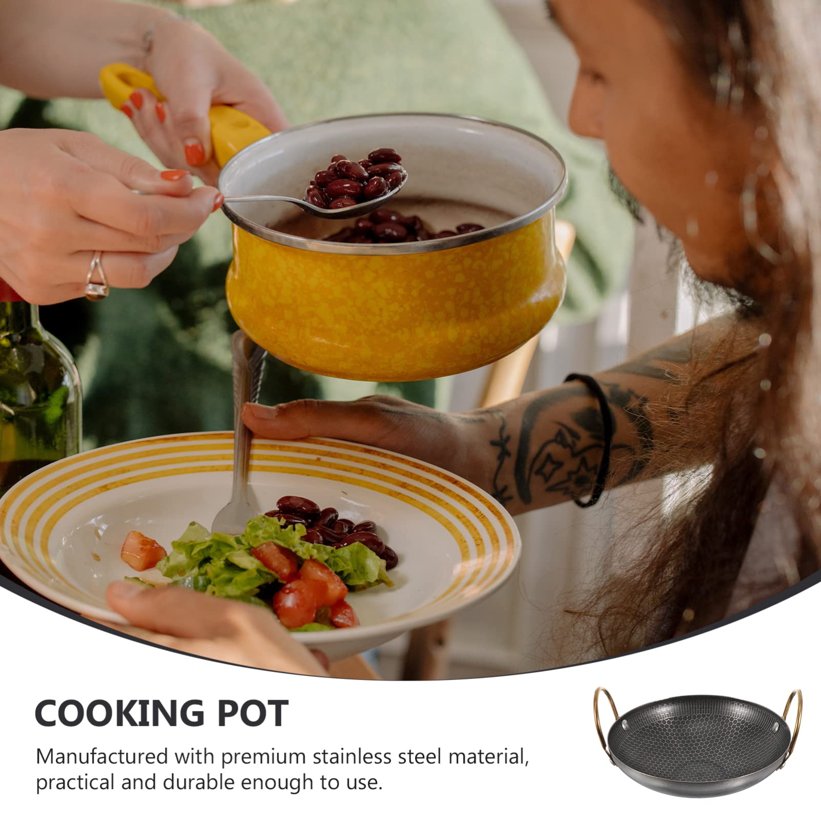Hemoton Stainless Steel Wok 1 Pc Seafood Pot Stainless Steel Lightweight Noodle Pot Outdoor Stove