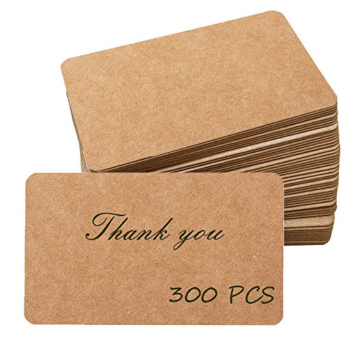 Primbeeks 300pcs Premium Blank Kraft Paper Cards, Double-sided Available Word Card, 3.5" x 2.2" Business Cards Message Card DIY Gift Card Kraft Note Paper Tags Scratch Paper Flash Cards
