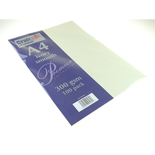 Craft UK A4 300Gsm-100 Sheets, Ivory Card 300gsm, 29.6 x 21 x 0.1 cm