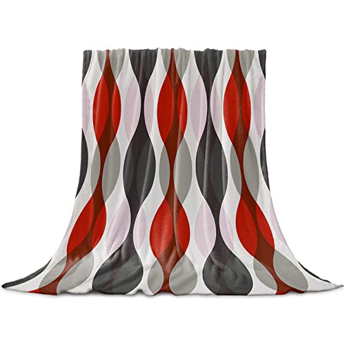 Prime-Home Blanket Fleece Blanket Throw, Geometric Texture Blanket Plush Fleece Throw Blanket Lightweight Blanket Soft Flannel Blankets, Fuzzy Blanket Throw 40x50 Water Drop Texture Red and Gray