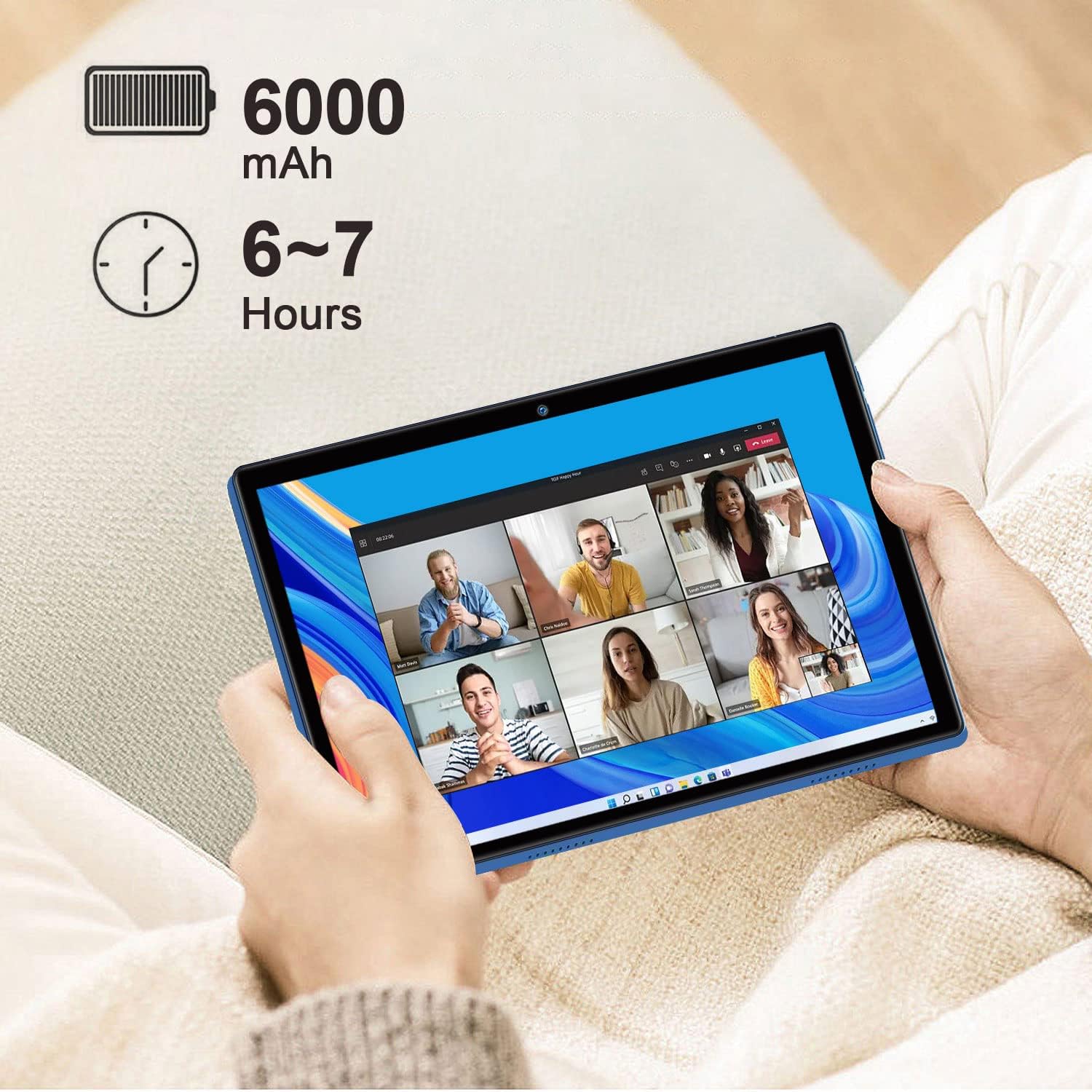 DUODUOGO 10 Inch Tablet Android Tablet 4GB RAM 64GB ROM, 256GB Expandable, Quad-Core Processor, WiFi Android 11 Tablet, Dual Camera, 6000mAh, Bluetooth, FM, GMS Certified (Blue)