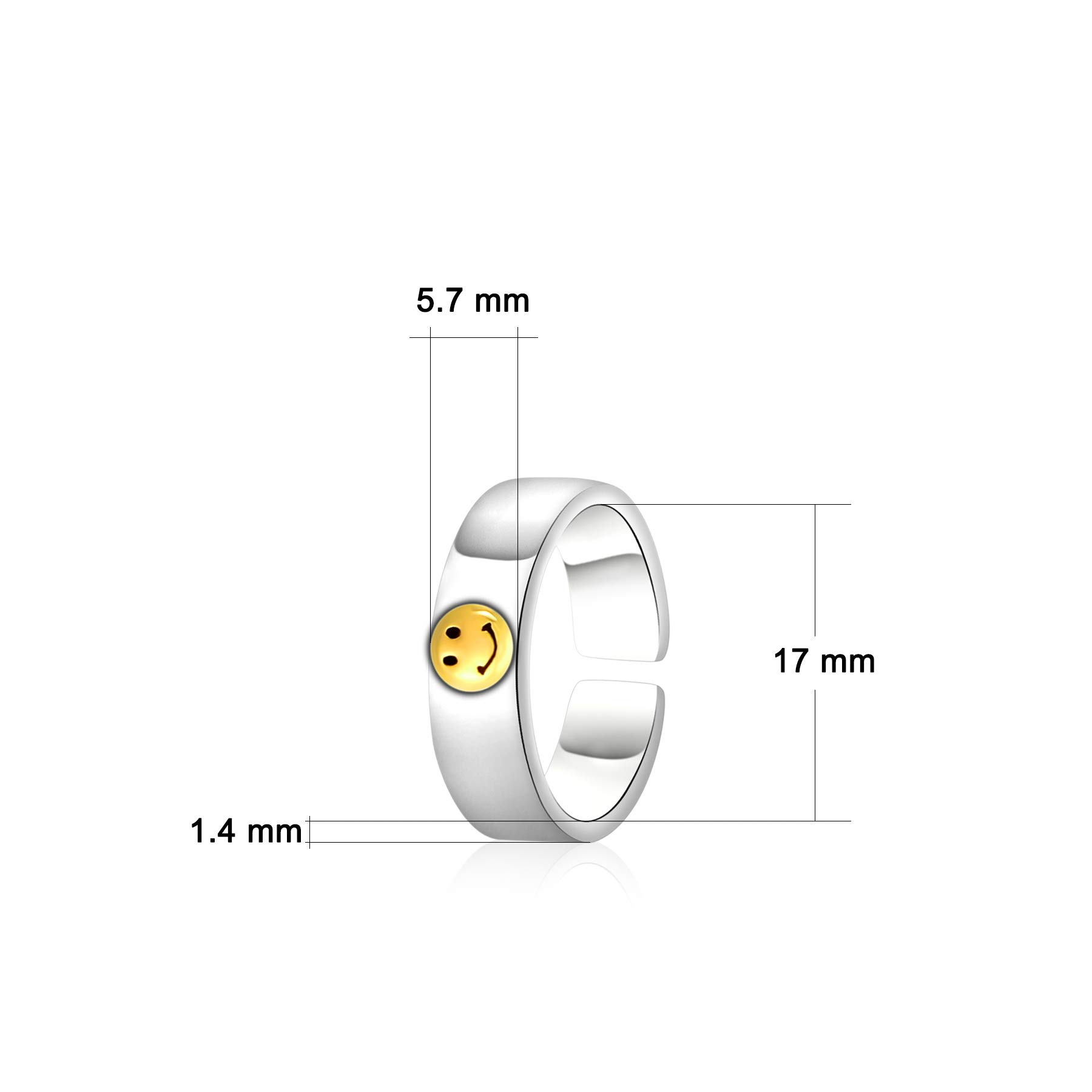 DXZNBEST Women Smiley Face Matching Rings Band Open Smiling Face Rings Statement Asthetic Jewelry Adjustable Bands for Women Men 2PCS