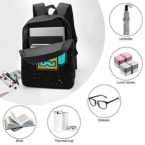 ONBJKPLG Geometry Dash Anime Backpack 17 Inch Cute Funny Bookbag Casual Laptop Daypack for Travel Picnic Camping