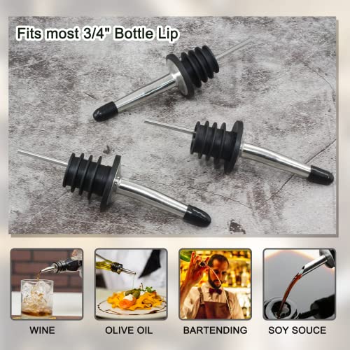 HARSKIYER 10pcs Black Pour Spouts for Liquor Bottles, Stainless Steel Bottle Pourers Tapered Spout for 3/4" Bottle Mouth