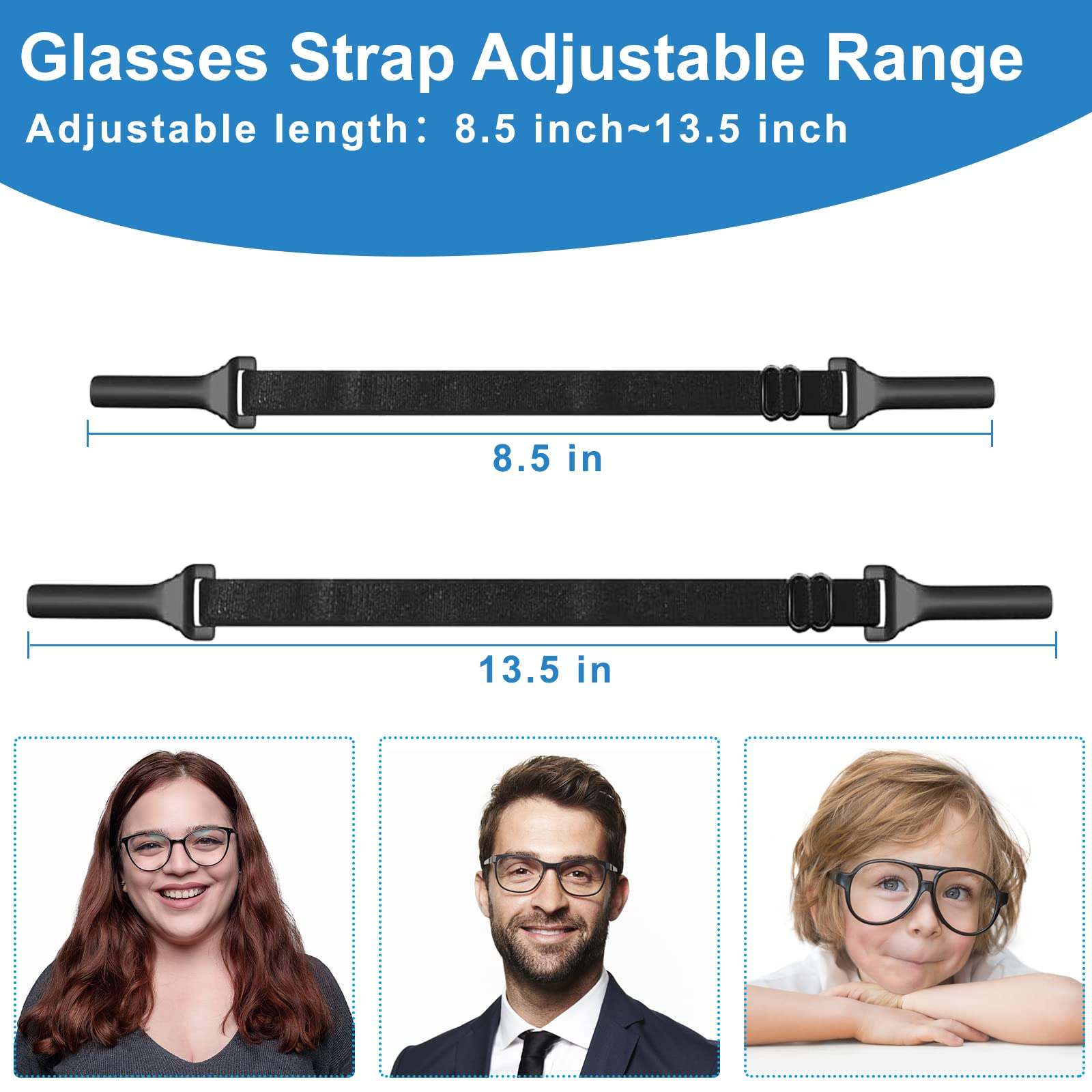 HDZW 4pcs Adjustable Glasses Strap - No Tail Anti-Slip Eyeglasses Strap - Sports Sunglasses Strap - Eye Glasses Holders Around Neck for Men, Women, and Kids - Secure and Comfortable Eyewear Retainer