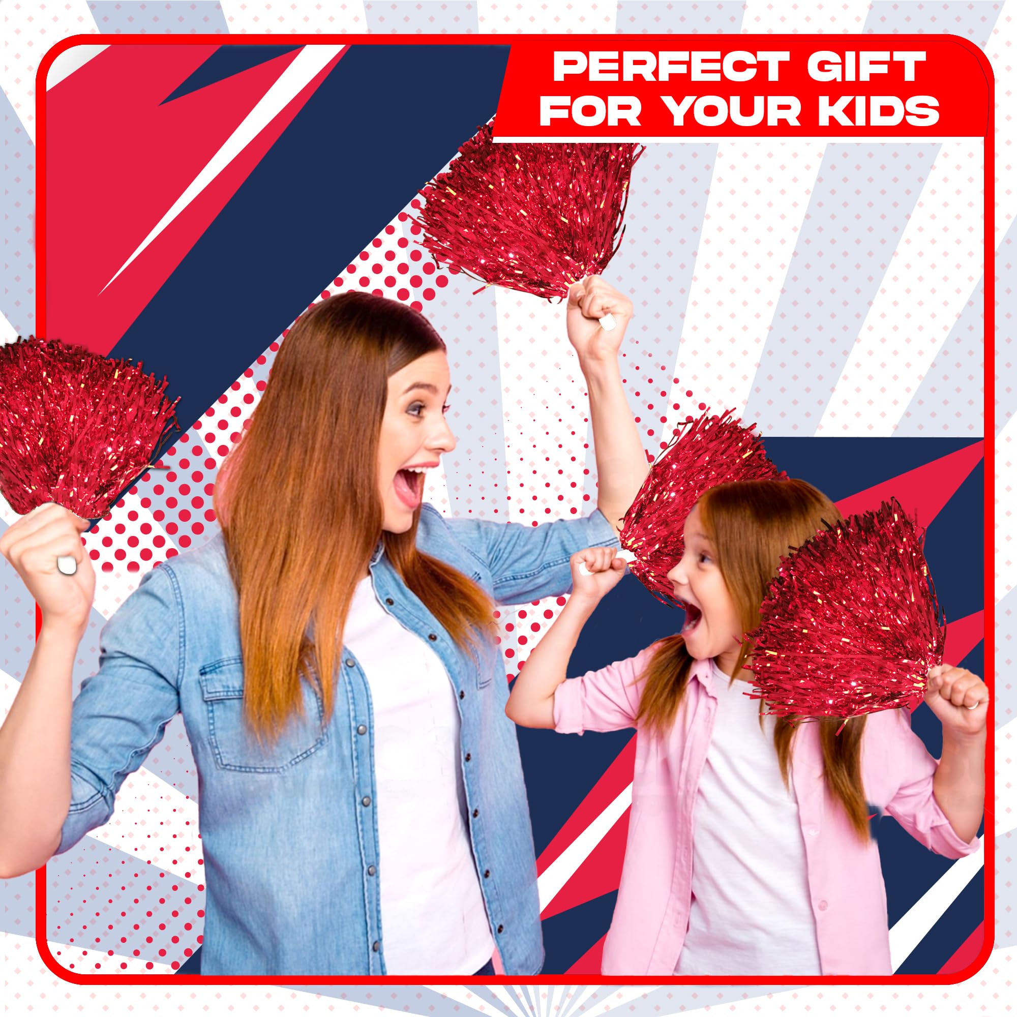 DEGENDE Metallic Large Pom Poms Cheerleading - Cheer Stuff, Cheer Bag, Cheer Backpacks for Cheerleaders, Cheer Gifts, Cheer Bows for Cheerleaders