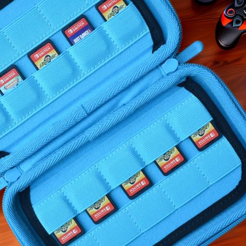 Deluxe Switch Game Case for 40 Nintendo Switch Games, Switch Game Card Holder, Storage Case for PS Vita Game or SD Cards, Turquoise Blue