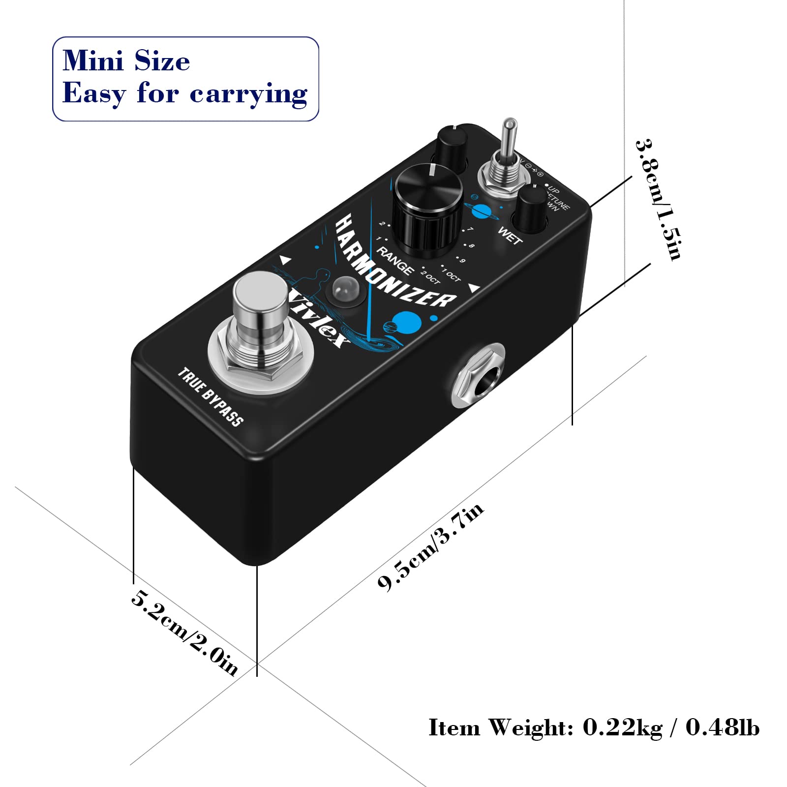 Generic LEF-3807 Guitar Pedal, Pitch Shifter Harmonizer Effects, 3 Modes, WET/DRY Control, Compact Design, True Bypass