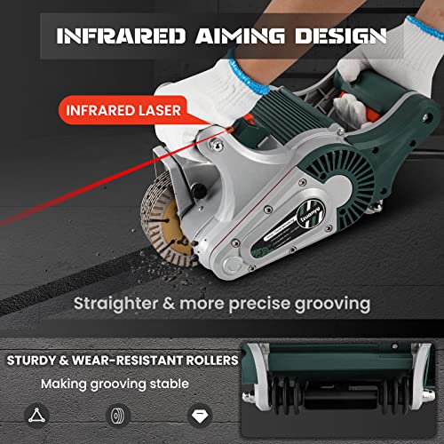 Huanyu Electric Wall Chaser 1 time Molding Wall Groove Cutting Machine Infrared Sighting 4800W Cutting Width 40mm Depth 35mm Wall Chaser Concrete Cutter Magnesium Alloy for Cement Brick Marble 110V