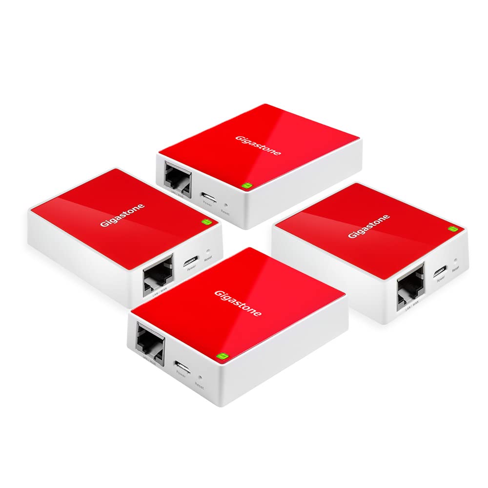 Gigastone TR1 4-Pack Mini Travel Wireless Pocket Router 150Mbps, Router, Repeater, WiFi Range Extension, 802.11N, Built with Qualcomm Atheros AR9331 WiFi Ethernet Processor