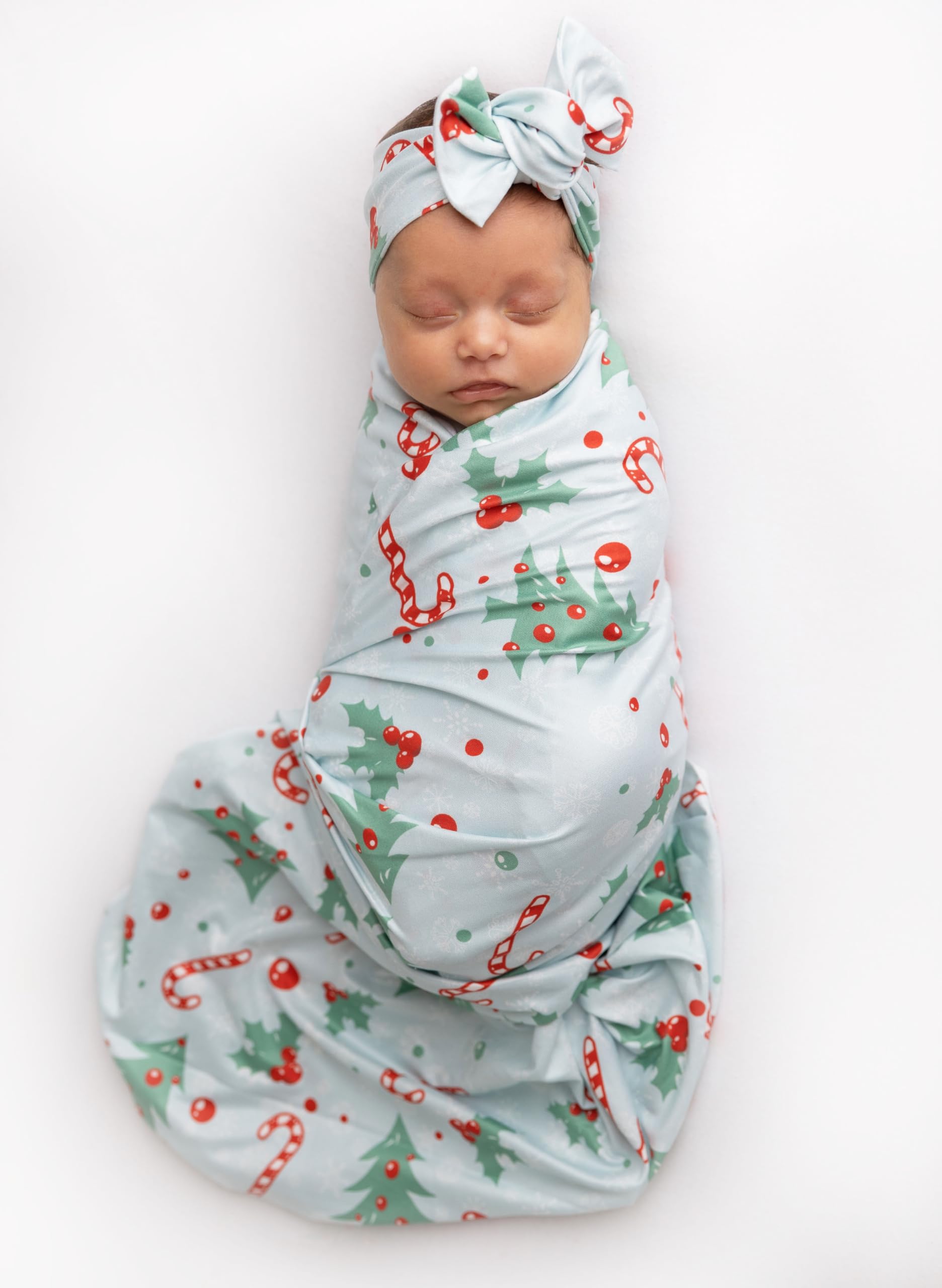 Giggle Angel Baby Receiving Blanket Christmas Swaddle Blanket Infant Wrap Set (Red)