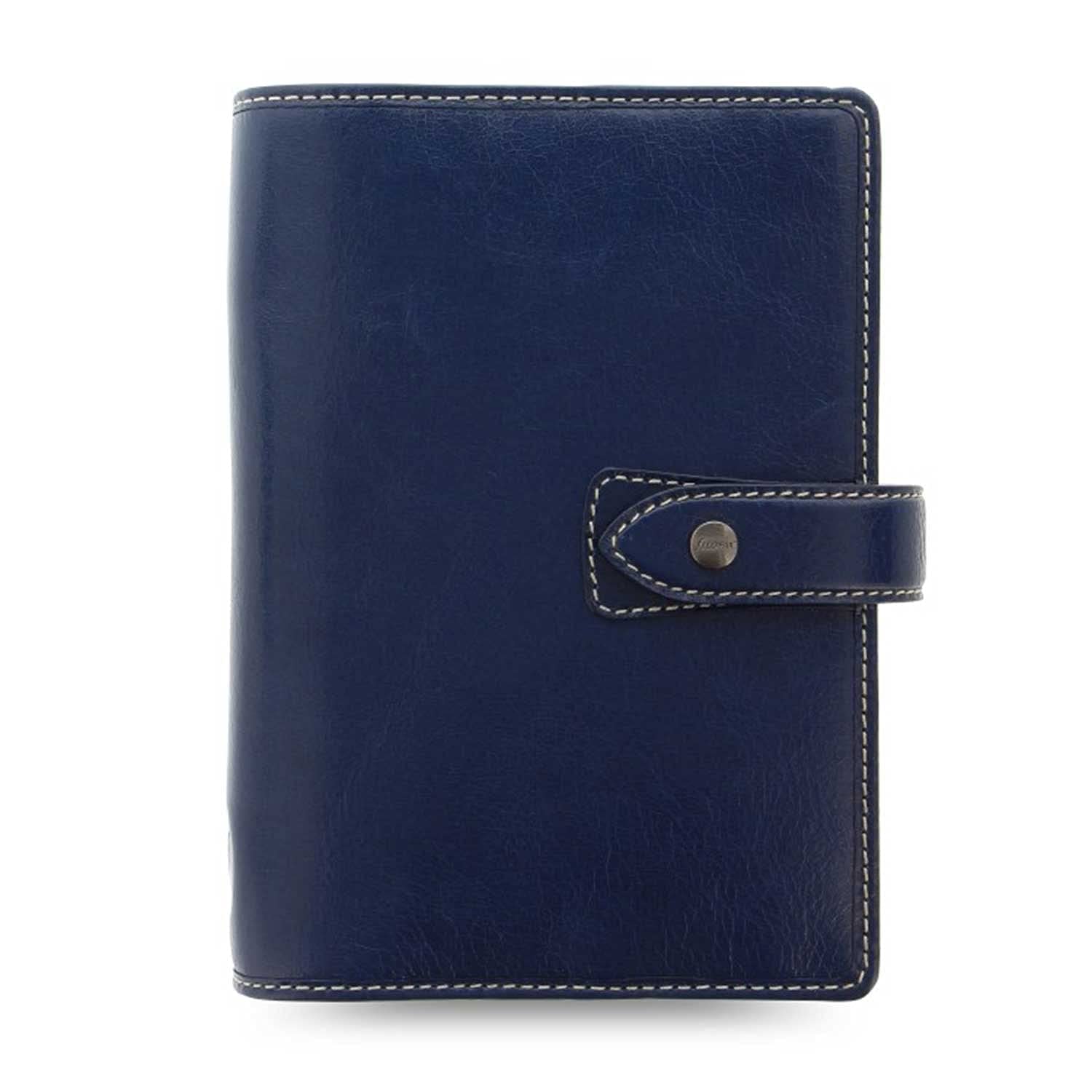 Filofax Malden Personal Navy Leather Organizer Agenda Calendar Bundle with DiLoro Ballpoint Pen (Navy 2022 with Pen, Personal Paper Size 6.73'' x 3.74''), 028614-22-DLP