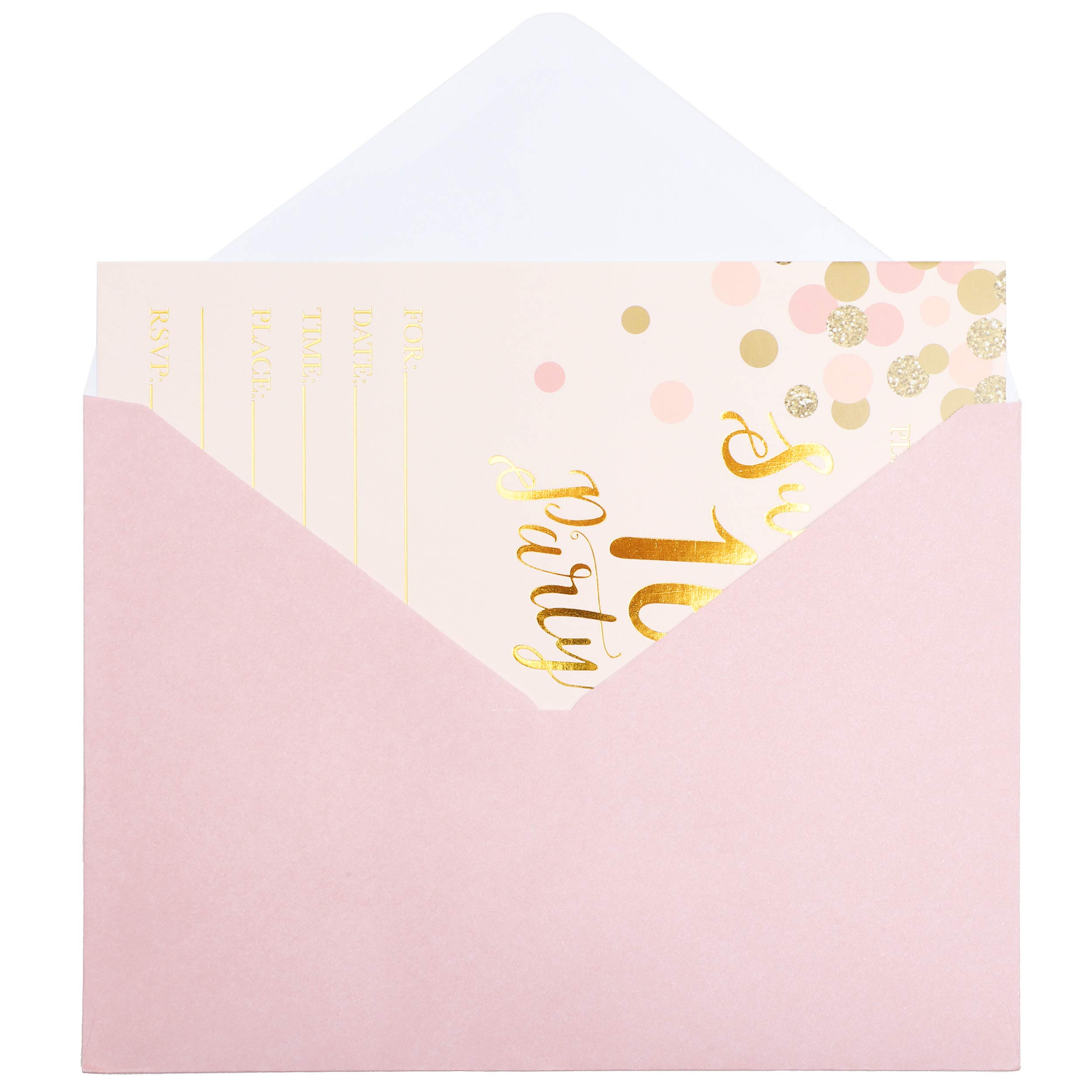 Sparkle and Bash 36-Pack Sweet 16 Birthday Party Invitations With Envelopes for RSVP Party (Pink & Gold, 7 x 5 In)