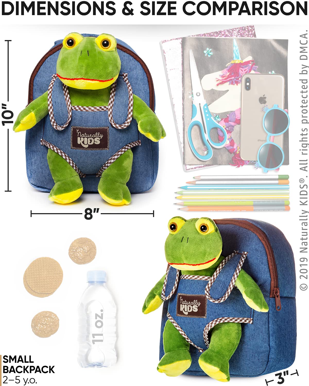 Frog Backpack for Toddler, Frog Toys for Kids 3-5, Frog Stuffed Animal
