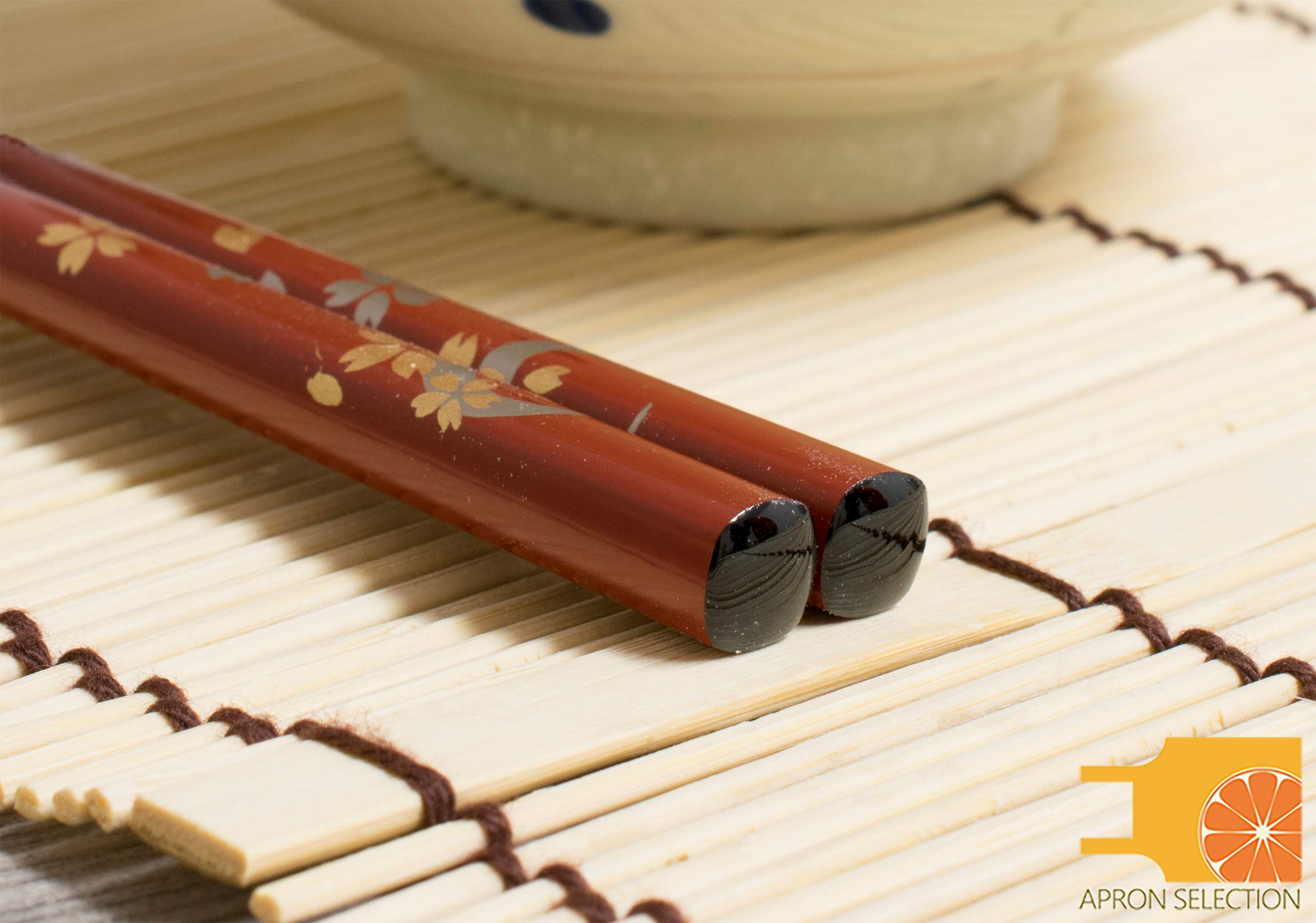 Hashimoto-Kousaku Sikkiten Japanese Natural Lacquered Wooden Chopsticks Sakura Collection in Gift Box (Yoisakura, Vermilion)