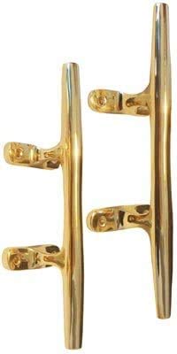 DRH Polished Brass Cleat - Safety Kits - Cleat Hook Accessories - For Hooks, Handle, Draw Pulls - Nautical Décor - Antique Brass Cleat - Bright Shine - 10”