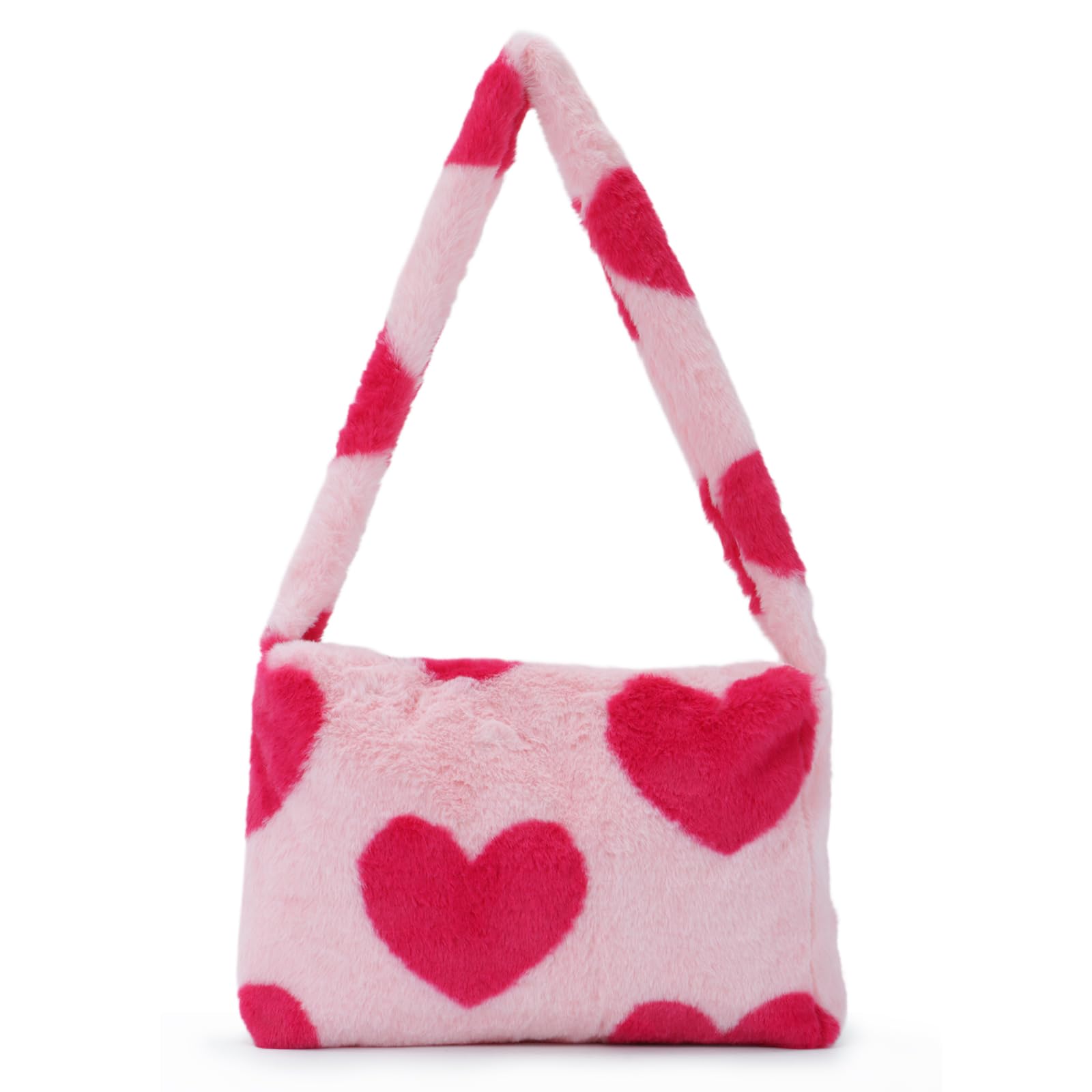 Fecialy Plush Shoulder Handbags Women's Fluffy Underarm Bag Soft Cute Top-Handle Bags for Autumn Winter