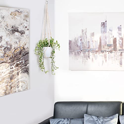 INLI Macrame Plant Hanger Indoor Hanging Planters 35" Beads Single Tier Plant No Tassel Macrame Hanger Hanging Plant Holders for 5-10β Planters.