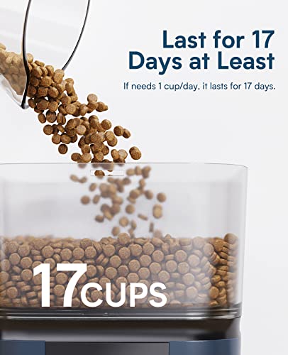 oneisall Automatic Cat Feeders, 17 Cup Timed Dry Food Dispenser for Cats Dogs Pets with Programmable Portion Control, Up to 50 Portions, 6 Meals per Day, Voice Recorder