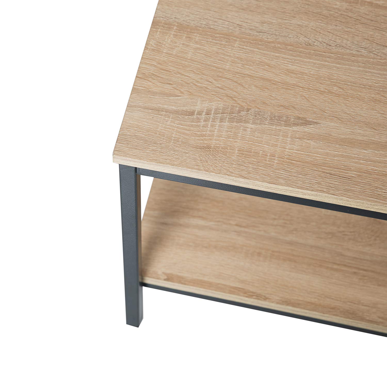 Finefind Modern Industrial Metal Rectangular Coffee Table with Storage Shelf for Living Room, 32 Inch Wood Rustic Furniture for Home Office, Charter Oak Finish
