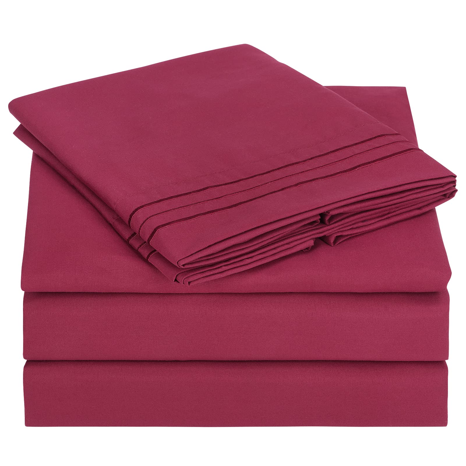 Dekoresyon Full Size Sheet Set, 4Pcs Extra Soft Breathable Cooling Bed Sheet Set with Deep Pockets & Wrinkle Free, Ultra Soft Hotel Luxury Bedding Sheets & Pillowcases(Full,Burgundy)
