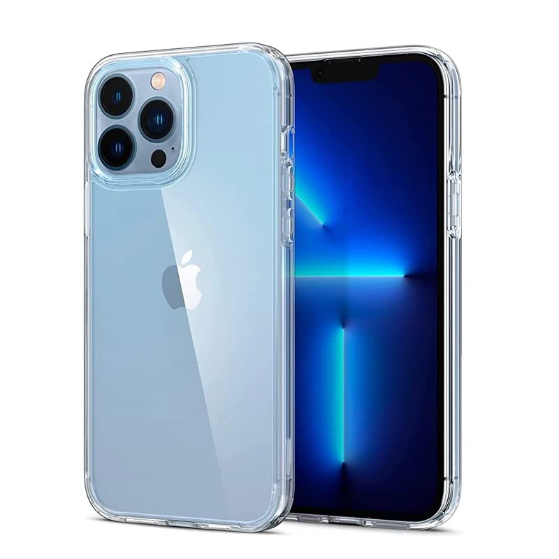 Phone case for iPhone 13 Pro Max 6.7 inches, Non-Yellowing, Crystal Clear, Transparent, Scratch Resistant, Compatible with Wireless Charging, Shock Resistant