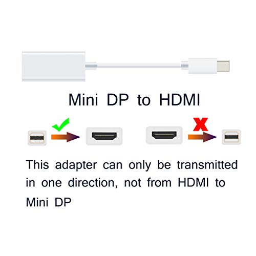 Deorna Mini DisplayPort to HDMI Adapter, Thunderbolt to HDMI Converter for MacBook Air/Pro, Microsoft Surface Pro/Dock, Monitor, Projector and More (1-Pack, White)