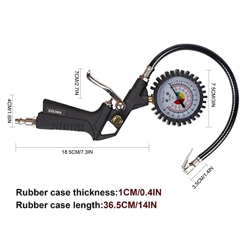 Hausse Heavy Duty Air Compressor Accessory Kit, Air Blow Gun and Air Hose Fittings, 1/4" NPT Air Tool Kit with 116 PSI Rubber Hose Tire Inflator Gauge