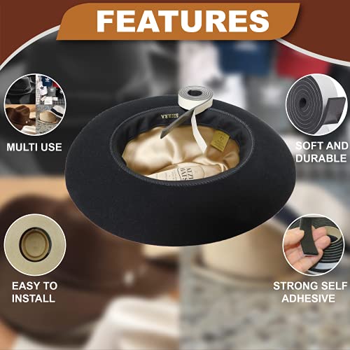 Hat Tape Roll 1200" (100 Feet) Black - Hard Hats Size Reducer Foam Filler - Cap Sizing Strip Insert - for Fedora, Baseball Caps, Pana, Straw, Cowboy, Western