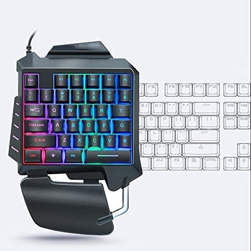 FEDRUI Mechanical Keyboard Wireless, Gaming Keyboard, Backlit Ergonomic Keyboard, Colorful Backlit Single Left-Handed Computer Keyboard for Office