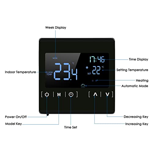 LNYHLXS LCD Touchscreen Thermostat Programmable Electric Floor Heating System Thermoregulator Temperature Controller
